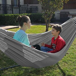 SONGMICS Double Hammock, 98.4 x 59.1 Inches, 660 lb Load Capacity, with Compression Bag, Mounting Straps, Carabiners, for Terrace, Balcony, Garden, Outdoor, Camping, Gray UGDC15GY