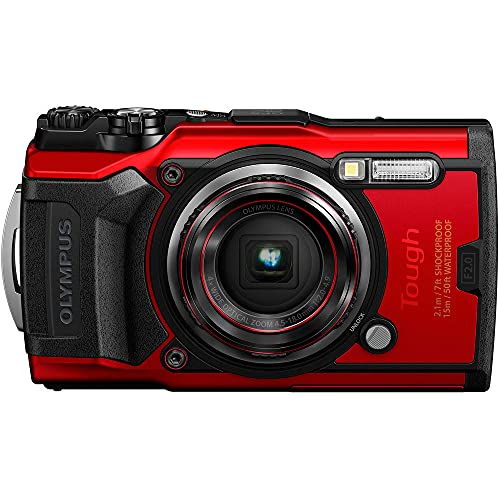 Olympus Tough TG-6 Waterproof Camera (Red) - Action Bundle - with 50 Piece Accessory Kit + Extra Battery + Float Strap + Sandisk 64GB Ultra Memory Card + Padded Case + More