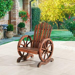 lokatse home wood wagon outdoor adirondack chair with wheel armrest for patio, garden, country yard, wooden