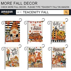 Teacenity Fall Outdoor Decorations, Hello Fall Garden Flag 12x18 Inch, Pumpkin Gnome Fall Decorations for Home, Seasonal Farmhouse Fall Outdoor Decorations…