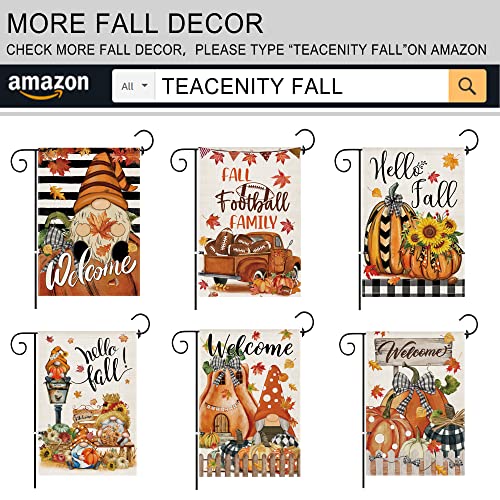 Teacenity Fall Outdoor Decorations, Hello Fall Garden Flag 12x18 Inch, Pumpkin Gnome Fall Decorations for Home, Seasonal Farmhouse Fall Outdoor Decorations…