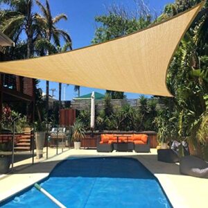 Artpuch Sun Shade Sail Canopy 20'x20’x20’ Sand 304 Stainless Steel Hardware Kit 6 inch Installation Set Cover for Patio Outdoor, 185GSM Triangle Backyard Shade Sail for Garden