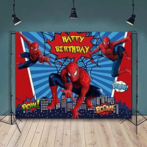 chaungda Spider Man Happy Birthday Banner Backdrops Boys Photography Backdrops Party Decoration Party Sign Dessert Table Yard Signs Photo Backgrounds Party Supplies 5x3ft zf-2019418-5x3ft-fba