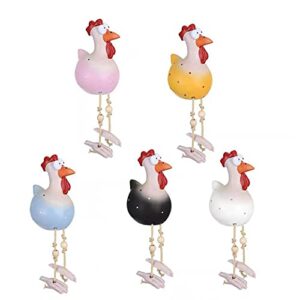 POKSAUAE 5PCS Resin Rooster Outdoor Statues Funny, Waterproof and Does not Fade Suitable Courtyard, Garden, Balcony Decoration