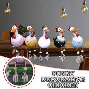 POKSAUAE 5PCS Resin Rooster Outdoor Statues Funny, Waterproof and Does not Fade Suitable Courtyard, Garden, Balcony Decoration