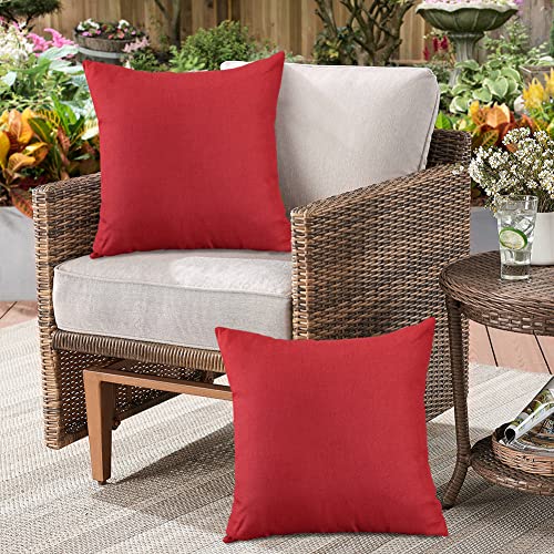 OTOSTAR Waterproof Throw Pillow Covers 18x18 Inch Outdoor Decorative Pillow Covers Square Outdoor Pillowcases Patio Cushion Case Pillows for Couch Tent Sofa Garden Funiture Home Decor Pack of 4 (Red)