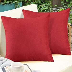 OTOSTAR Waterproof Throw Pillow Covers 18x18 Inch Outdoor Decorative Pillow Covers Square Outdoor Pillowcases Patio Cushion Case Pillows for Couch Tent Sofa Garden Funiture Home Decor Pack of 4 (Red)