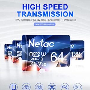 Netac 128GB Micro SD Card Micro Mini SD Card SDXC UHS-I Flash Memory Card, High Speed TF Card up to 100MB/s - Full HD Video Recording U3, Class10, V30, A1, 667X, FAT32