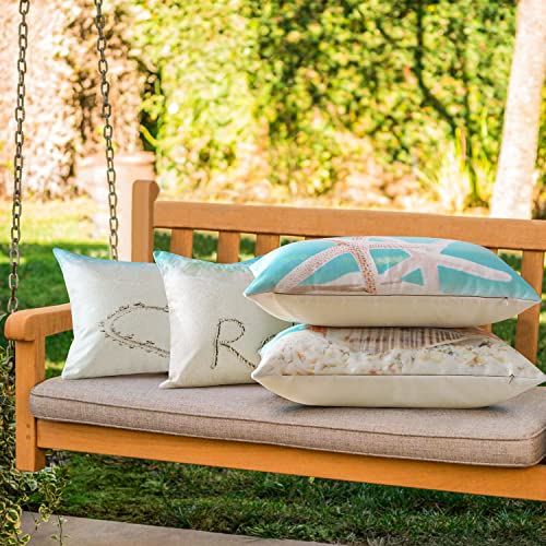 OTOSTAR Pack of 4 Outdoor Waterproof Decorative Pillow Covers Garden Throw Pillow Covers 12x20 Inch Patio Cushion Case Pillowcase Indoor Pillows Shell for Sofa Couch Tent Park Home Decor (Beach)