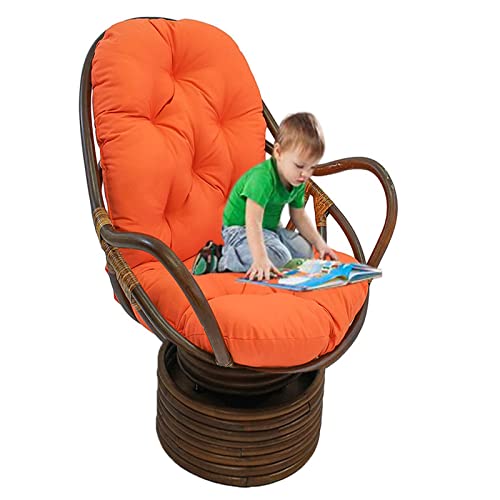 SRHMYJJ Swivel Rocker Cushion with Ties, Washable & Uv-Resistant Rocking Chair Pads, Cushion Mat for Recliner Rocking Rattan Chair Garden Seat Cushion Sofa Tatami Mat (Orange 47.24 * 23.6 * 5in)