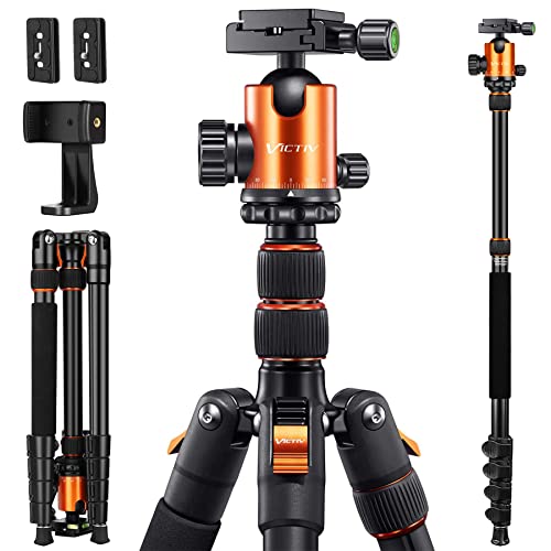 Tripod Camera Tripod, Victiv 82 inches Aluminum Tripod for DSLR, 80 inches Monopod, Lightweight Tripod with 360 Degree Ball Head Loads Up to 30 lbs for Travel and Work