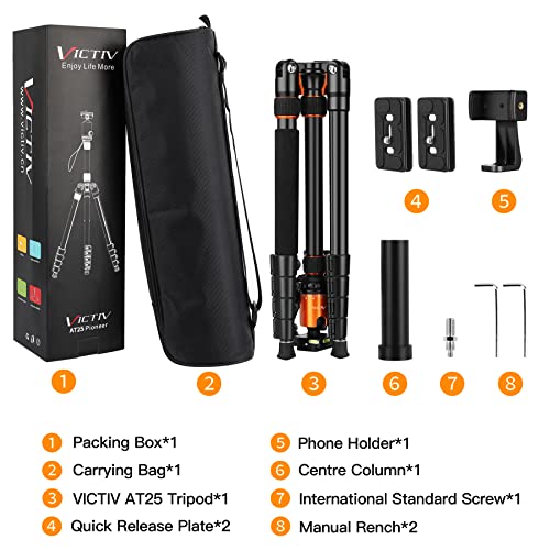 Tripod Camera Tripod, Victiv 82 inches Aluminum Tripod for DSLR, 80 inches Monopod, Lightweight Tripod with 360 Degree Ball Head Loads Up to 30 lbs for Travel and Work