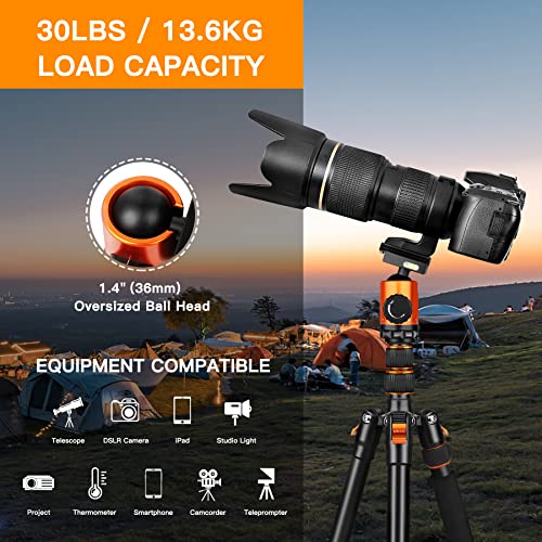 Tripod Camera Tripod, Victiv 82 inches Aluminum Tripod for DSLR, 80 inches Monopod, Lightweight Tripod with 360 Degree Ball Head Loads Up to 30 lbs for Travel and Work