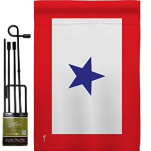 Blue Star Service Garden Flag - Set with Stand Armed Forces Military All Branches Support Honor United State American Veteran Official - House Banner Small Yard Gift Double-Sided 13 X 18.5