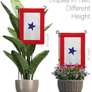 Blue Star Service Garden Flag - Set with Stand Armed Forces Military All Branches Support Honor United State American Veteran Official - House Banner Small Yard Gift Double-Sided 13 X 18.5