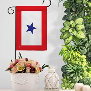 Blue Star Service Garden Flag - Set with Stand Armed Forces Military All Branches Support Honor United State American Veteran Official - House Banner Small Yard Gift Double-Sided 13 X 18.5