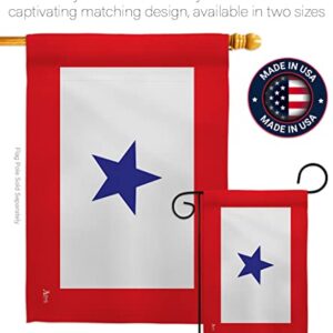 Blue Star Service Garden Flag - Set with Stand Armed Forces Military All Branches Support Honor United State American Veteran Official - House Banner Small Yard Gift Double-Sided 13 X 18.5