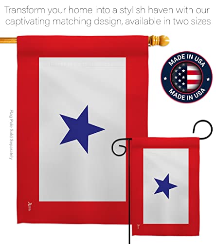 Blue Star Service Garden Flag - Set with Stand Armed Forces Military All Branches Support Honor United State American Veteran Official - House Banner Small Yard Gift Double-Sided 13 X 18.5