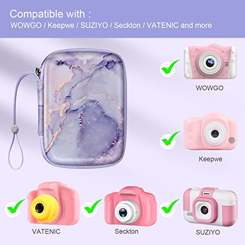 Fintie Kids Camera Case Compatible with Seckton/GKTZ/WOWGO/OMZER/Suncity/Agoigo/Ourlife/Rindol/Unicorn Toys Digital Camera & Video Camera, Hard Carrying Bag with Inner Pocket, Lilac Marble