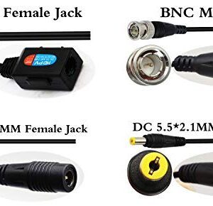 zdyCGTime Balun HD Cat5 RJ45 to BNC Video Baluns transceiver Passive with Power Connector for 720P 1080P 3MP 4MP 5MP 8MP HD-CVI/TVI/AHD/CVBS/960H Camera(2 Pairs)