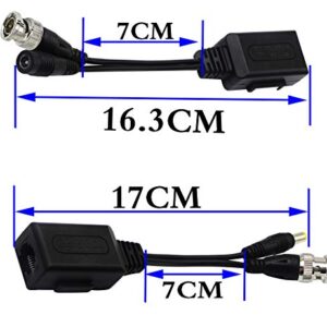 zdyCGTime Balun HD Cat5 RJ45 to BNC Video Baluns transceiver Passive with Power Connector for 720P 1080P 3MP 4MP 5MP 8MP HD-CVI/TVI/AHD/CVBS/960H Camera(2 Pairs)