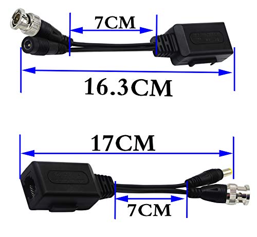 zdyCGTime Balun HD Cat5 RJ45 to BNC Video Baluns transceiver Passive with Power Connector for 720P 1080P 3MP 4MP 5MP 8MP HD-CVI/TVI/AHD/CVBS/960H Camera(2 Pairs)