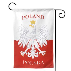 polish flag poland polska garden flag yard house flags 12×18 inch, double sided seasonal holiday flag vertical large sign banner for porch farmhouse home outdoor decoration, white