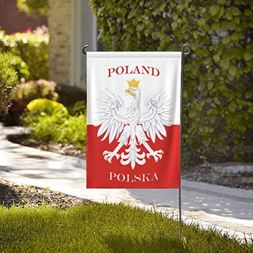 Polish Flag Poland Polska Garden Flag Yard House Flags 12x18 Inch, Double Sided Seasonal Holiday Flag Vertical Large Sign Banner for Porch Farmhouse Home Outdoor Decoration, White