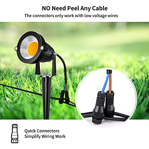 OTAHOMEE Low Voltage Landscape Lights 12V LED Landscape Lighting with Connectors,IP65 Waterproof Spotlights Outdoor Garden Yard Lawn Driveway Pathway Walls Trees Flag Lights,Warm White 3000K,4 Pack