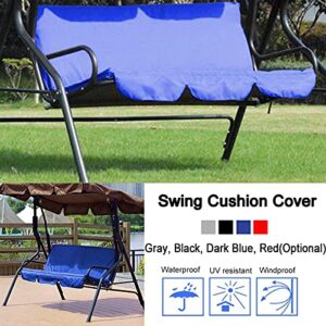 Outdoor Swing 3 Seat Waterproof Pad Replacement Swing Seat Cover Garden Courtyard Swing Set Cover Patio Swing Chair Protection Cover Replacement Ceiling Spare Protective Cover for Garden(Blue)