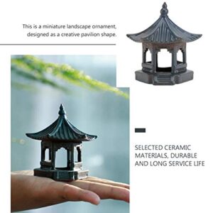 VALICLUD Mini Pagoda Statue Garden Fairy Miniature Hexagon Figurine Ceramic Flower Vase Micro Landscape Asian zen garden decor Home Aquarium Dollhouse