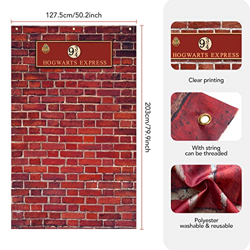 Brick Wall Backdrop Platform 9 and 3/4 King's Cross Station, Party Backdrop Door Curtains for Halloween Party, Christmas, Birthday Gifts, Outdoor and Indoor Photo Props Brick Wall Decoration, Red