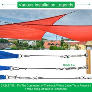 Sun Shade Sail Hardware Kit with 4pcs 10ft Length Extension Nylon Wire Rope,Shade Sails Installation Kits for Triangle Rectangle Shade Canopy,Shades Awning Kit is 304 Stainless Steel,Garden Outdoors