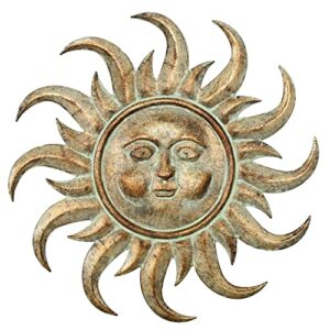 remenna metal sun wall art decor 21.5inch hanging for indoor outdoor home bedroom living room office garden yard patio rustic finish