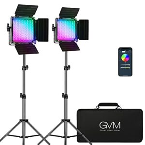 gvm rgb video lighting, bi-color led video light kit with app control, 2 packs 850d photography lighting kit cri 97+ for web conference, youtube, gaming, zoom, aluminum alloy shell