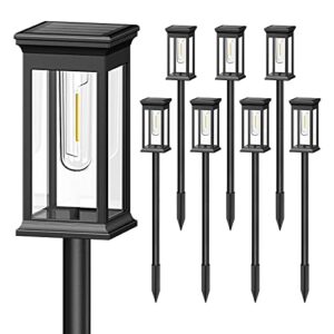 kooper solar pathway lights outdoor, 8 pack upgraded solar outdoor lights, bright solar garden lights outdoor waterproof, auto on/off outdoor solar lights for yard landscape path lawn patio walkway