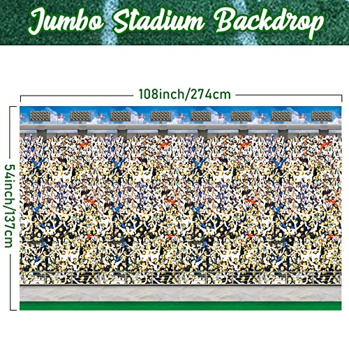 3 Pack Plastic Deck Stadium Photography Backdrop Decorations for Sports Theme Birthday Party, Football Baseball Soccer Backdrop Game Day Photo Booth Background Wallpaper Party Supplies, 54 x 108 Inch