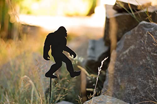 Blue Luca Bigfoot Garden Art Pick | Black Powder Coat Finish | Bigfoot is 3.5 X 5.75 inches | Made in USA