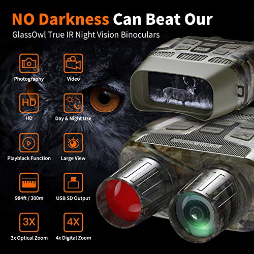 GTHUNDER Digital Night Vision Goggles Binoculars for Total Darkness—FHD 1080P Infrared Digital Night Vision, 32GB Memory Card for Photo and Video Storage—Perfect for Surveillance