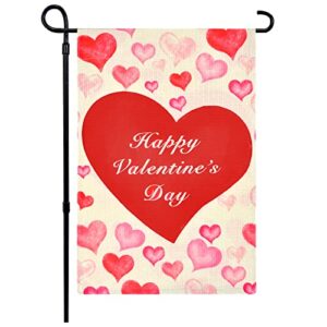 valentines day garden flag vertical 12 x 18 inch double sided love heart valentine’s day garden flag for yard outdoor decoration