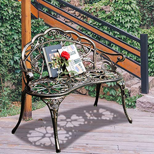 Garden Bench Park Bench Metal Bench Outdoor Benches Clearance Patio Yard Bench Entryway Bench Floral Rose Accented Bronze