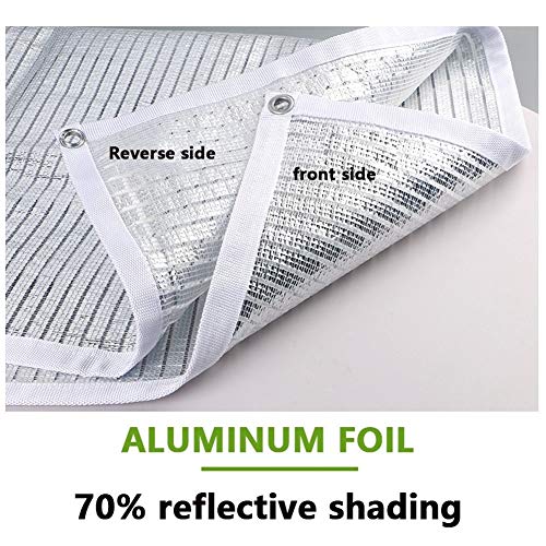 DJYTUSB 70% Sun Shade Cloth Fabric Garden Aluminum Foil Sun Shade Net Reflective Silver Sun Shelter Garden Awnings Sunshade Mesh Tarp Outdoor Shading Fence Screen (Color : 1x2m(3x6ft))