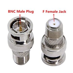 F to BNC Connector, 2-Pack BNC Male Plug to F Female Jack Coax Adapter 75 Ohm, RG6, RG59 Connector for Scanner, Camera