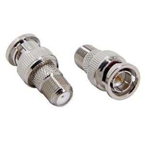 F to BNC Connector, 2-Pack BNC Male Plug to F Female Jack Coax Adapter 75 Ohm, RG6, RG59 Connector for Scanner, Camera