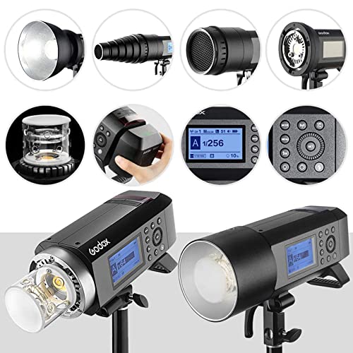 Godox AD400 Pro Outdoor Flash Strobe Light, 400ws 1/8000s HSS TTL All-in-One Studio Strobe, 30W LED Modeling Lamp, 0.01-1s Recycle Time, 390 Full Power Pops Portable Speedlite