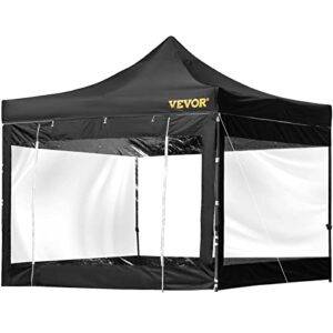 VEVOR Pop Up Canopy Tent, 10 x 10 FT, Outdoor Patio Gazebo Tent with Removable Sidewalls and Wheeled Bag, UV Resistant Waterproof Instant Gazebo Shelter for Party, Garden, Backyard, Black