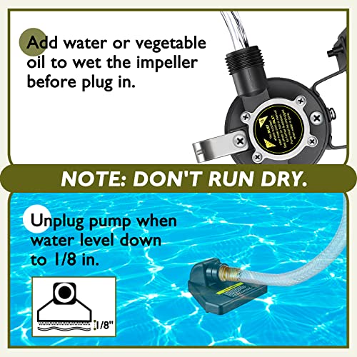 Limodot 12v Water Pump, 12 Volt Water Transfer Pump, Self Priming Battery Powered Pump, Portable DC Electric Pump With Suction Kit, ON/OFF Switch,1/8'' Low Suction, For RV, Rain Barrel, Pool, Garden