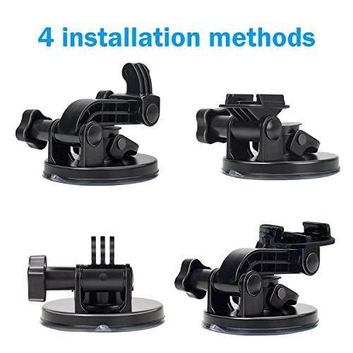 Suptig Suction Cup Mount Compatible for Gopro Hero 11 Hero 10 Hero 9 Hero 8 Hero 7 Hero 6 Hero 5 Hero 4 Hero 3+ Hero 3 Hero 2 Gopro Max Hero+ Hero Session and Other Action Cameras (Black)