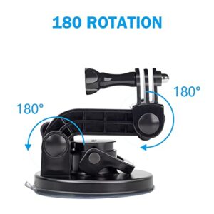 Suptig Suction Cup Mount Compatible for Gopro Hero 11 Hero 10 Hero 9 Hero 8 Hero 7 Hero 6 Hero 5 Hero 4 Hero 3+ Hero 3 Hero 2 Gopro Max Hero+ Hero Session and Other Action Cameras (Black)