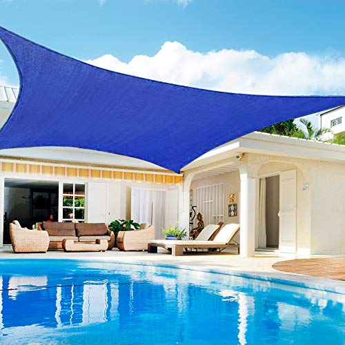 Lehood 8' x 10' Sun Shade Sail Rectangle UV Block Sun Shade Canopy for Garden Patio Outdoor Picnic Party, Blue Color